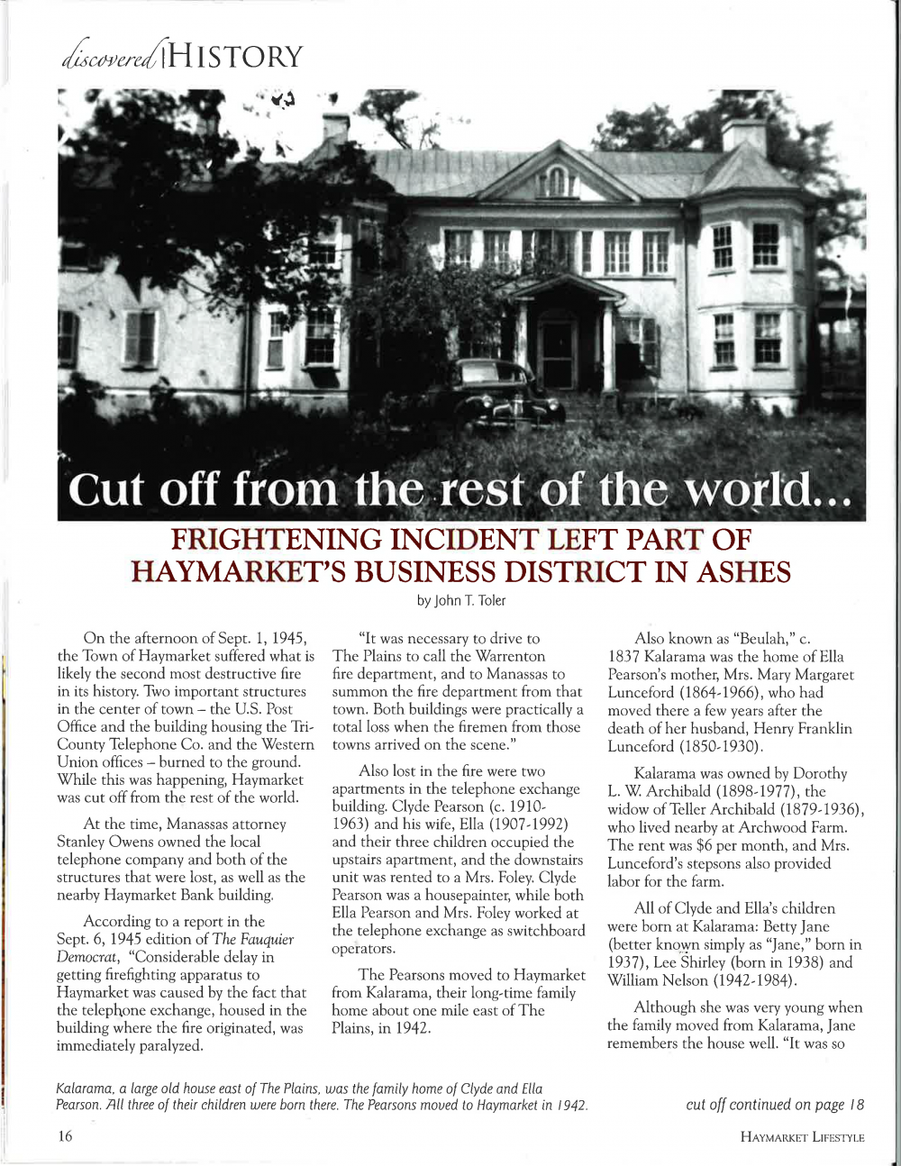 Haymarket Fire of 1945 | Town of Haymarket Virginia